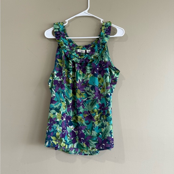 Cato | Tops | Cato Green Purple Floral Sleeveless Tank Top | Poshmark